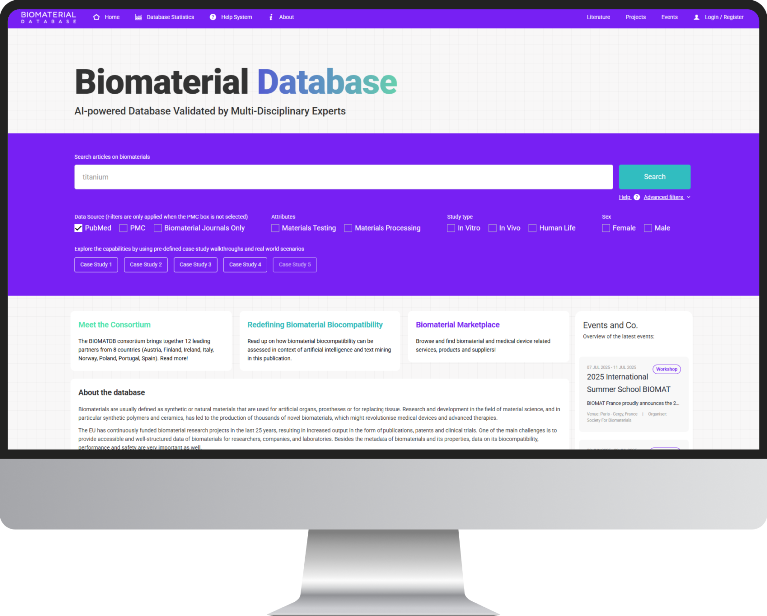 BIOMATDB - Advanced Database and Marketplace for Biomaterials